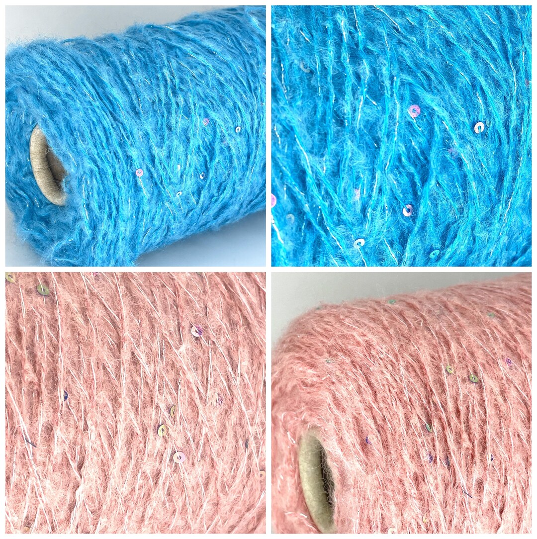 Sequin Mohair Yarn, Silk Paillettes Yarn on Cone, Sport Weight Yarn ...