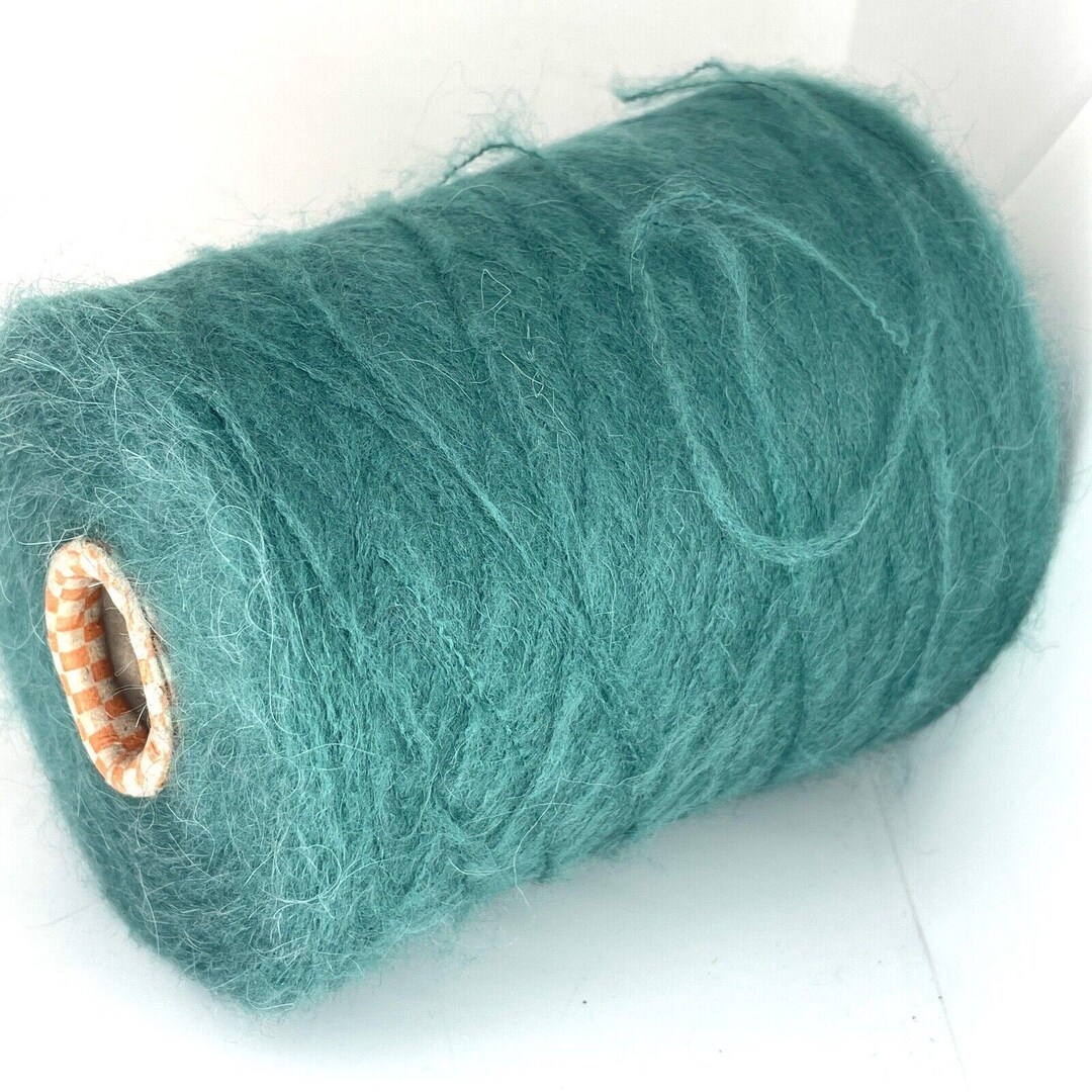 Mohair Yarn Fluffy, Turquoise Blue Yarn on Cone, Lace Weight Yarn on ...