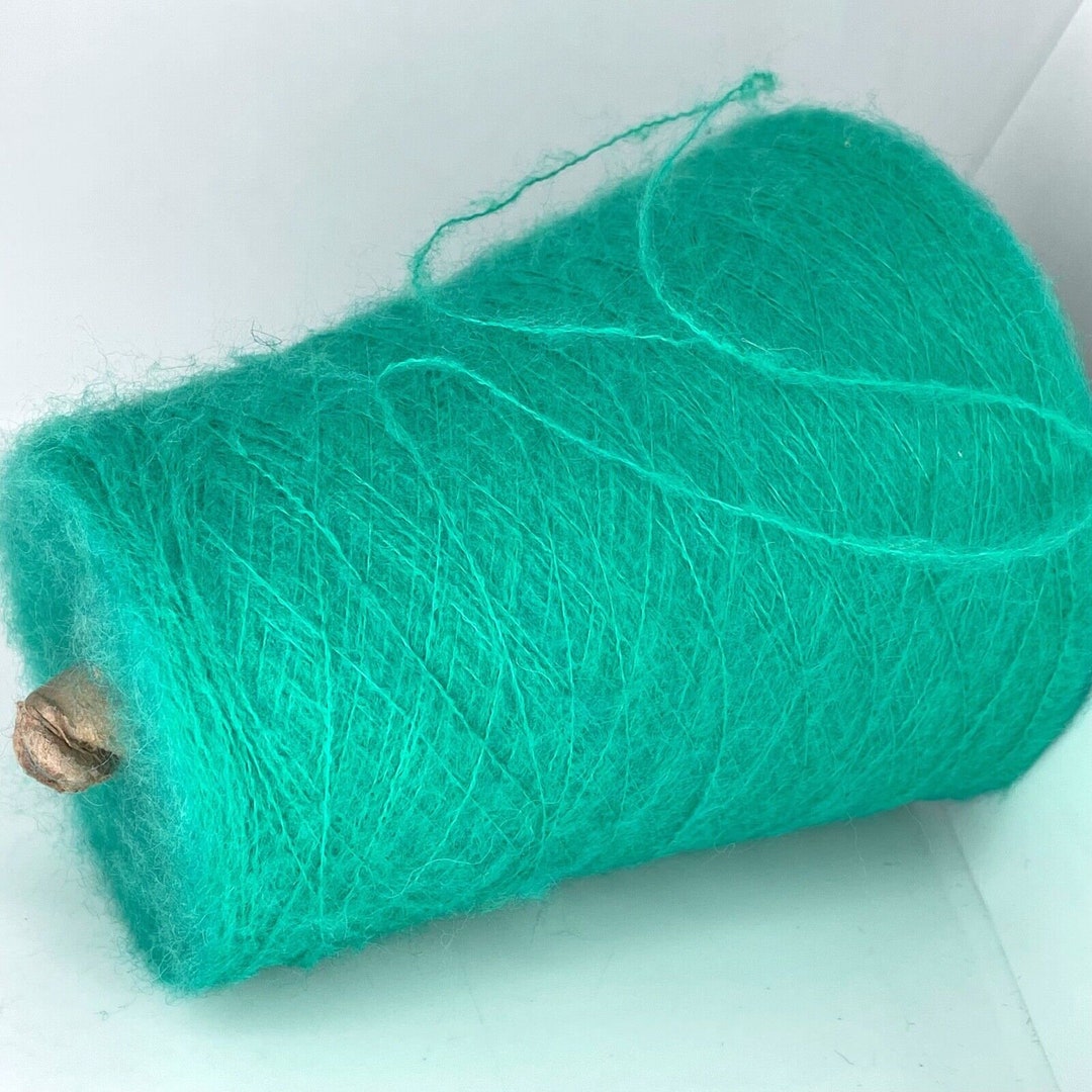 Mohair Yarn Fluffy, Electric Green Yarn on Cone, Lace Weight Yarn on ...