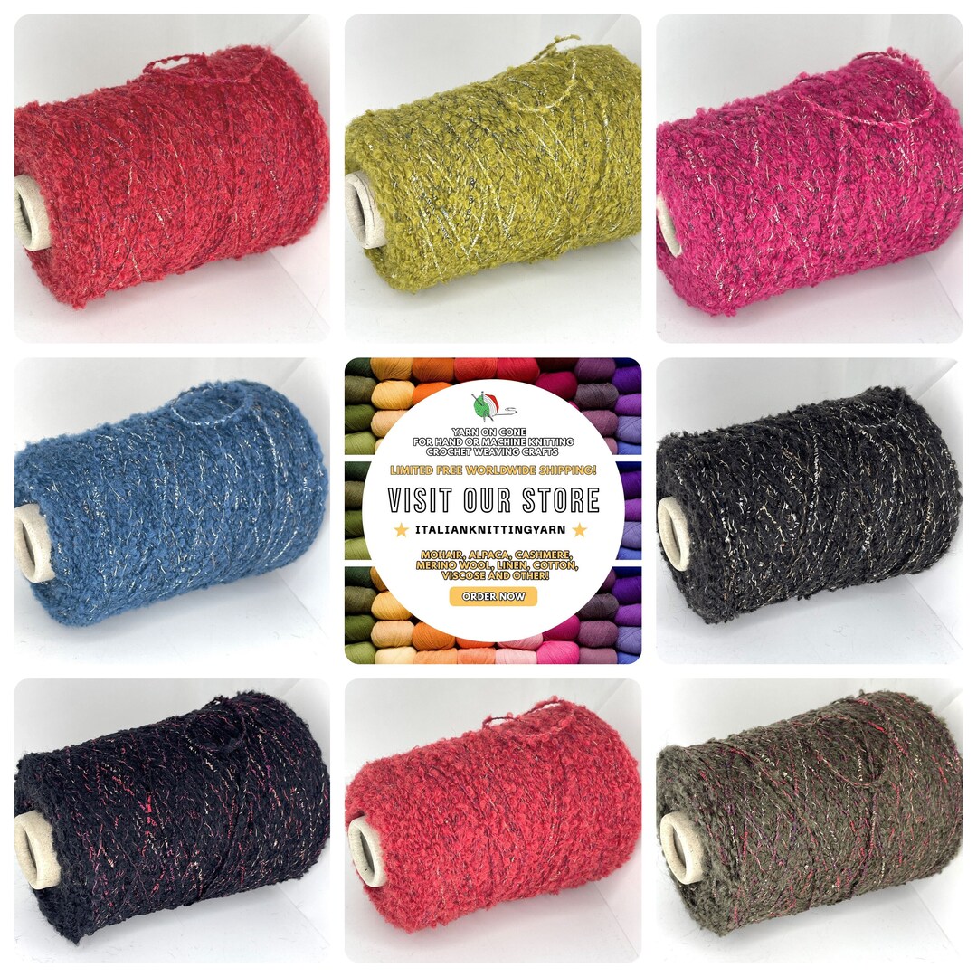 Boucle Wool Yarn, Alpaca Wool Yarn on Cone, Sport Weight Yarn, DIY ...