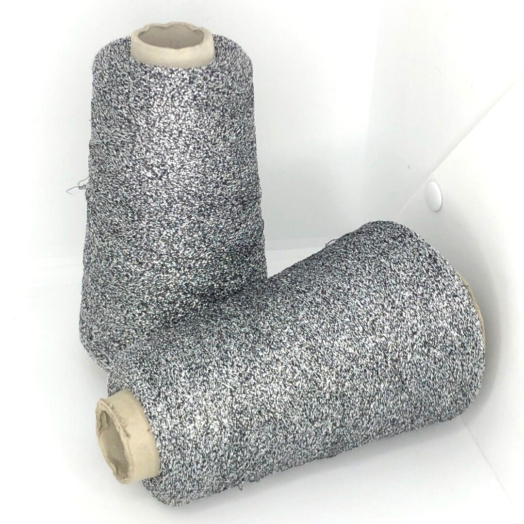 Viscose Metallica Yarn, Silver Black Yarn on Cones, Lace Weight Yarn on ...