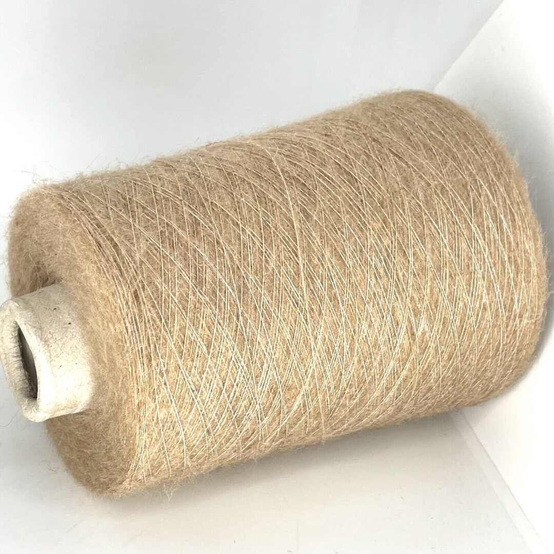Virgin Wool Yarn Blend, Beige Cream Yarn on Cone, Lace Weight Yarn ...