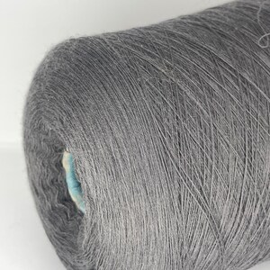 100% Virgin Wool Yarn, Gray Two Plies Yarn on Cone, Lace Weight Yarn ...