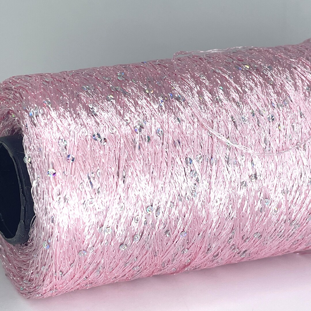 Pink Sequin Yarn, Paillettes Yarn on Cone, Lace Weight Yarn, Italian ...