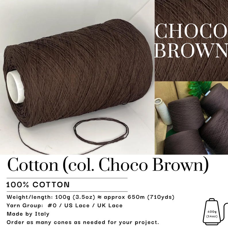 Cotton Yarn Cone - Organic Cotton - Natural Fiber Yarn for Knitting ...