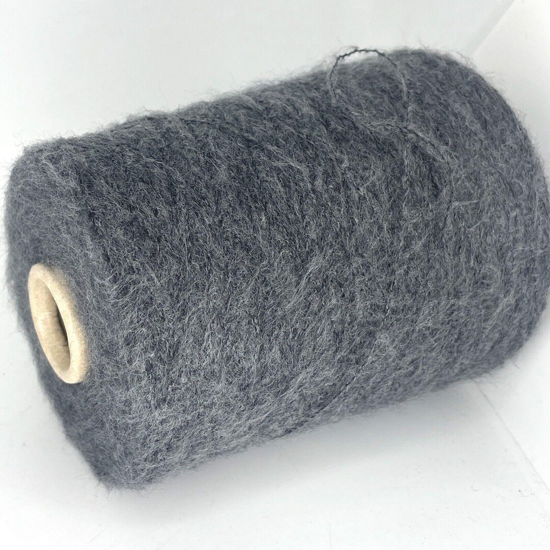 Elastic Fluffy Wool Yarn Blend, Dark Gray Yarn on Cone, Lace Weight ...