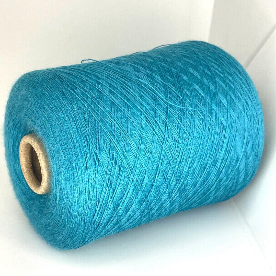 100% Merino Wool Yarn, Turquoise Blue Yarn on Cone, Lace Weight Yarn ...