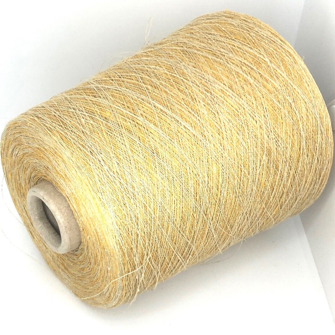 94% Linen Summer Yarn, Golden Beige Yarn on Cone, Lace Weight Yarn ...