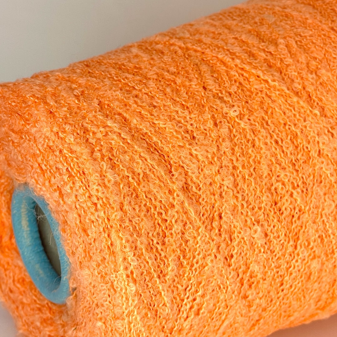 Boucle Mohair Wool Yarn, Orange Color Yarn on Cone for Knitting Hand ...