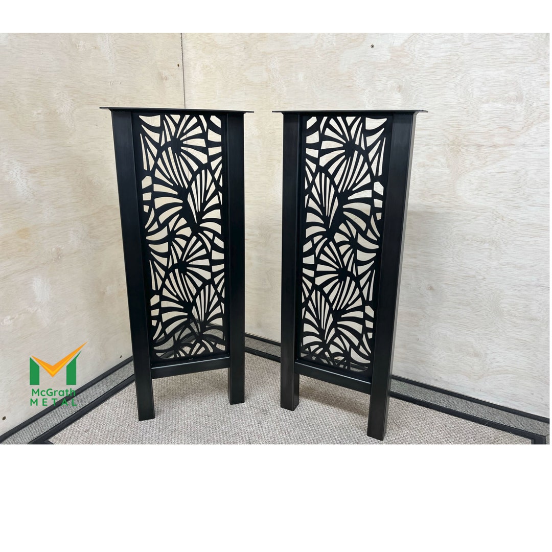 2 Metal Table Legs 1 1/2 Square Tube H-shaped Leaf Pattern Screen ...