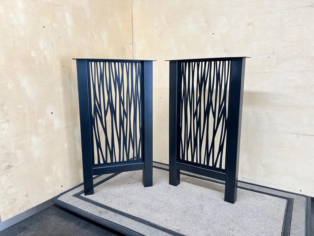 H-shape Counter Height Table Legs: Laser Cut Hedge Design, 2" Metal ...