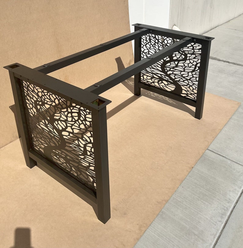 Metal Table Base: Laser Cut With Ficus Pattern Screen - Custom Sizes ...