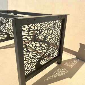 Metal Table Base: Laser Cut With Ficus Pattern Screen - Custom Sizes ...