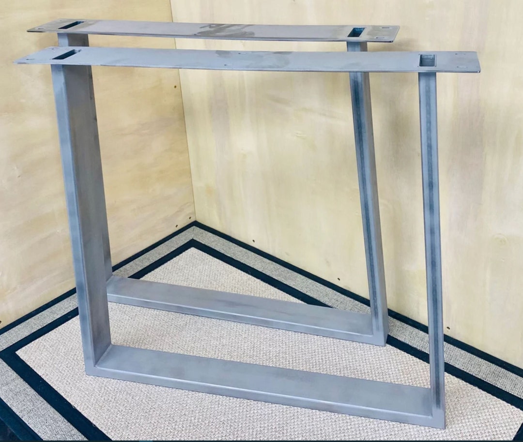 2 Metal Table Legs 1 X 3 Rectangle Tube Trapezoid Shape Powdercoat ...