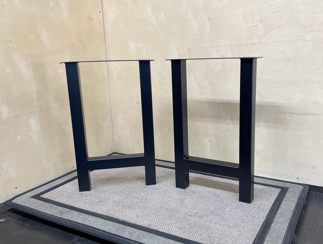 2 Metal Table Legs 2 Square Tube H-shaped 24h X 16w Powdercoat Finish ...