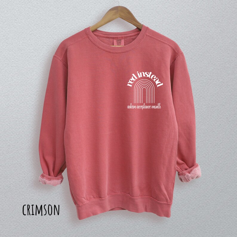 Red Instead Pocket Logo Sweatshirt Autism Sweatshirt Comfort Colors ...