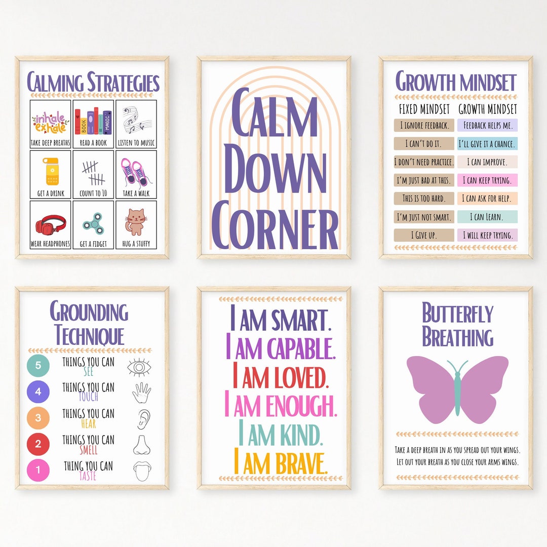 Classroom Calm Down Corner Posters Homeschool Meditation Set Social ...