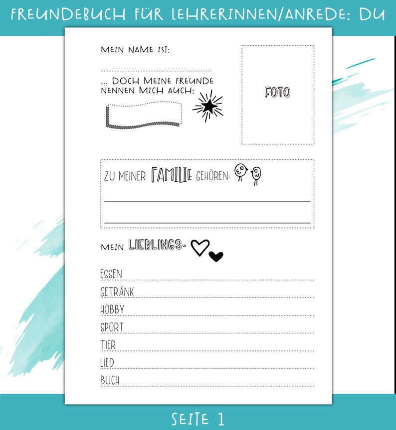 Freundebuchseiten für ein Freundebuch für Lehrerinnen als | Etsy