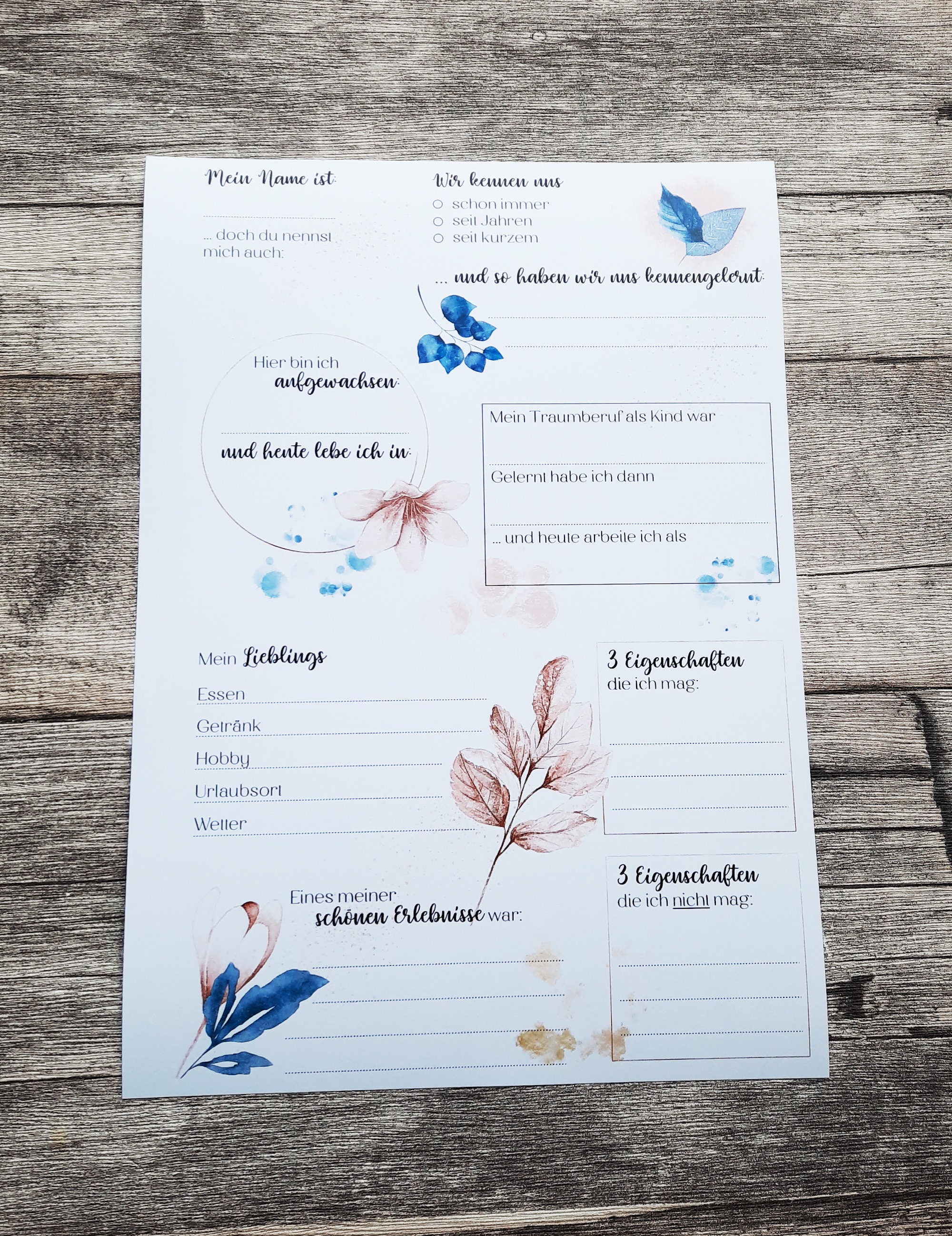 Freundebuchseiten für Erwachsene DIN A4 hochkant, Freundebuch für Frau ...