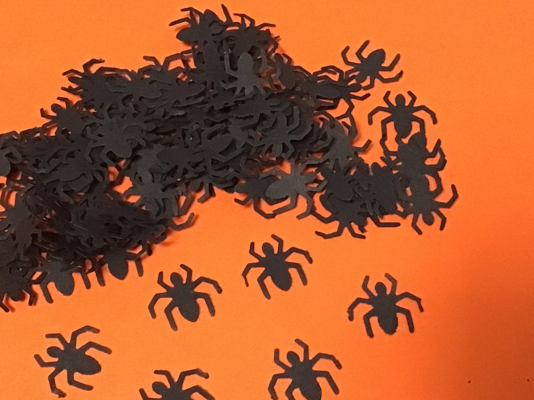 100 Small Halloween Black Spiders CARD Table Confetti Sprinkles ...
