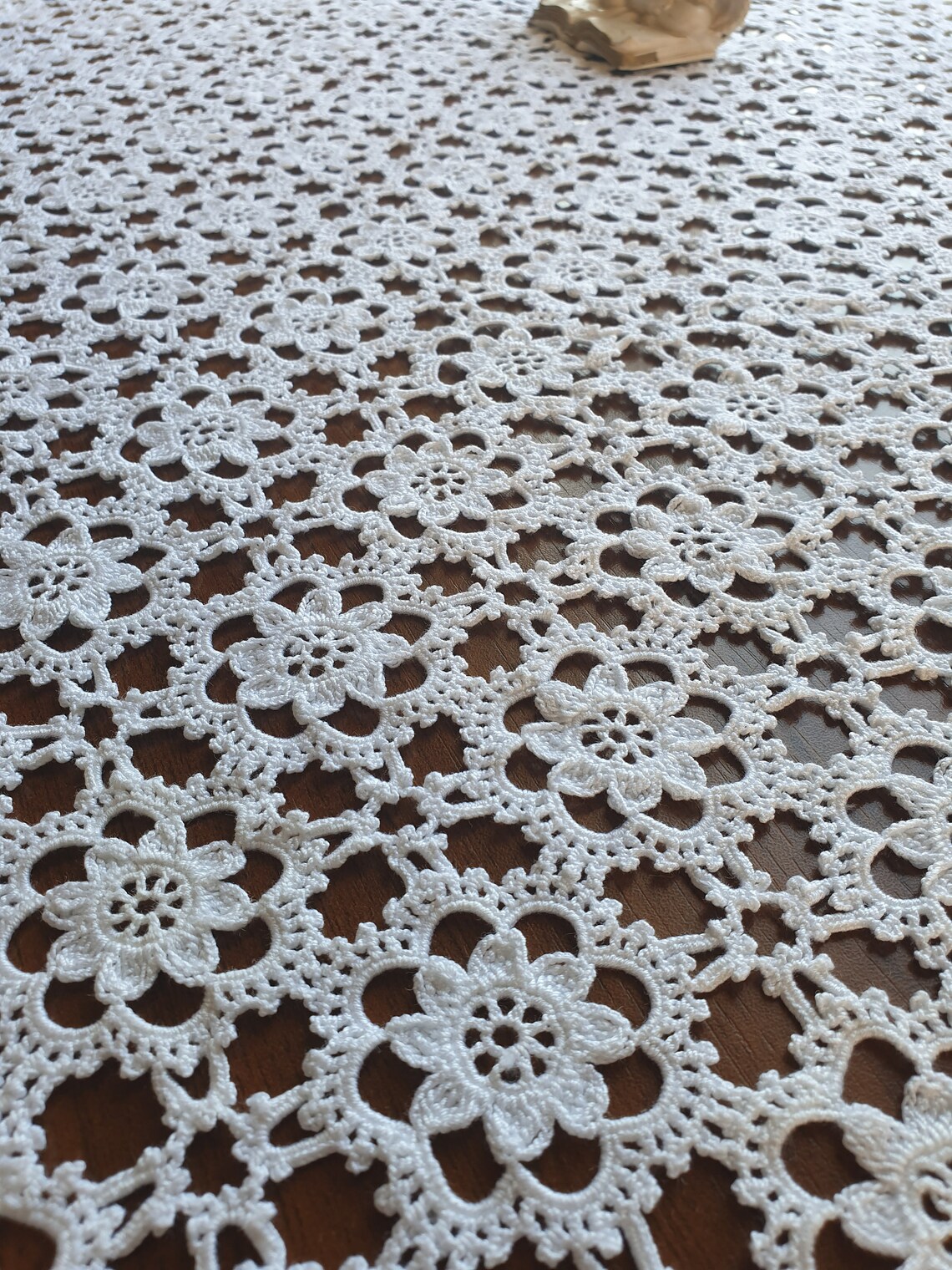 Lace, Large Tablecloth Made by Hand Crochet. Lace Decorative Tablecloth ...