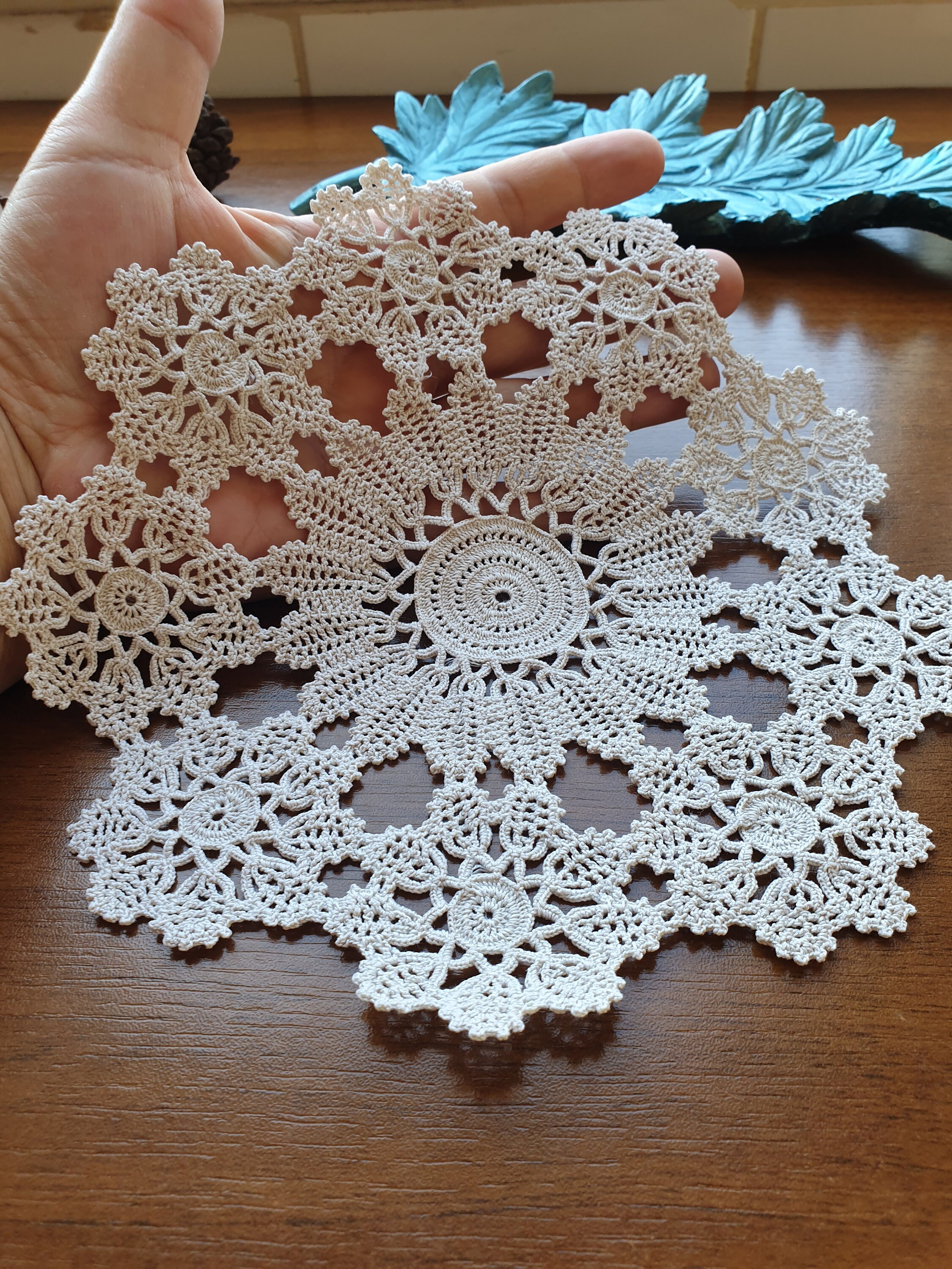 2 Pcs.gorgeous Handcrafted Doily. Table Decor. Lace Coffee Table Cover ...