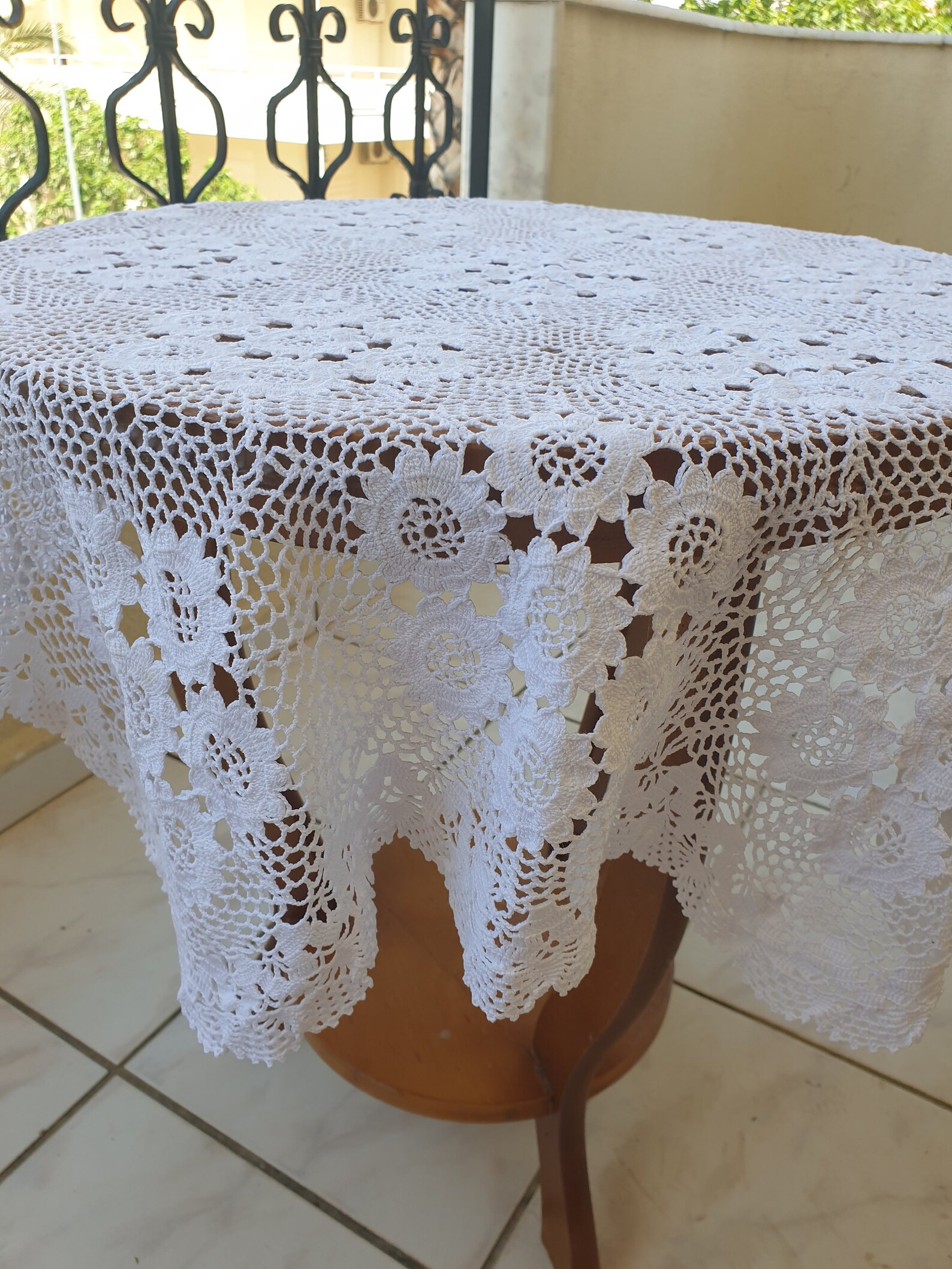 Hand Crocheted Lace Tablecloth. Lace Coffee Table Cover. - Etsy