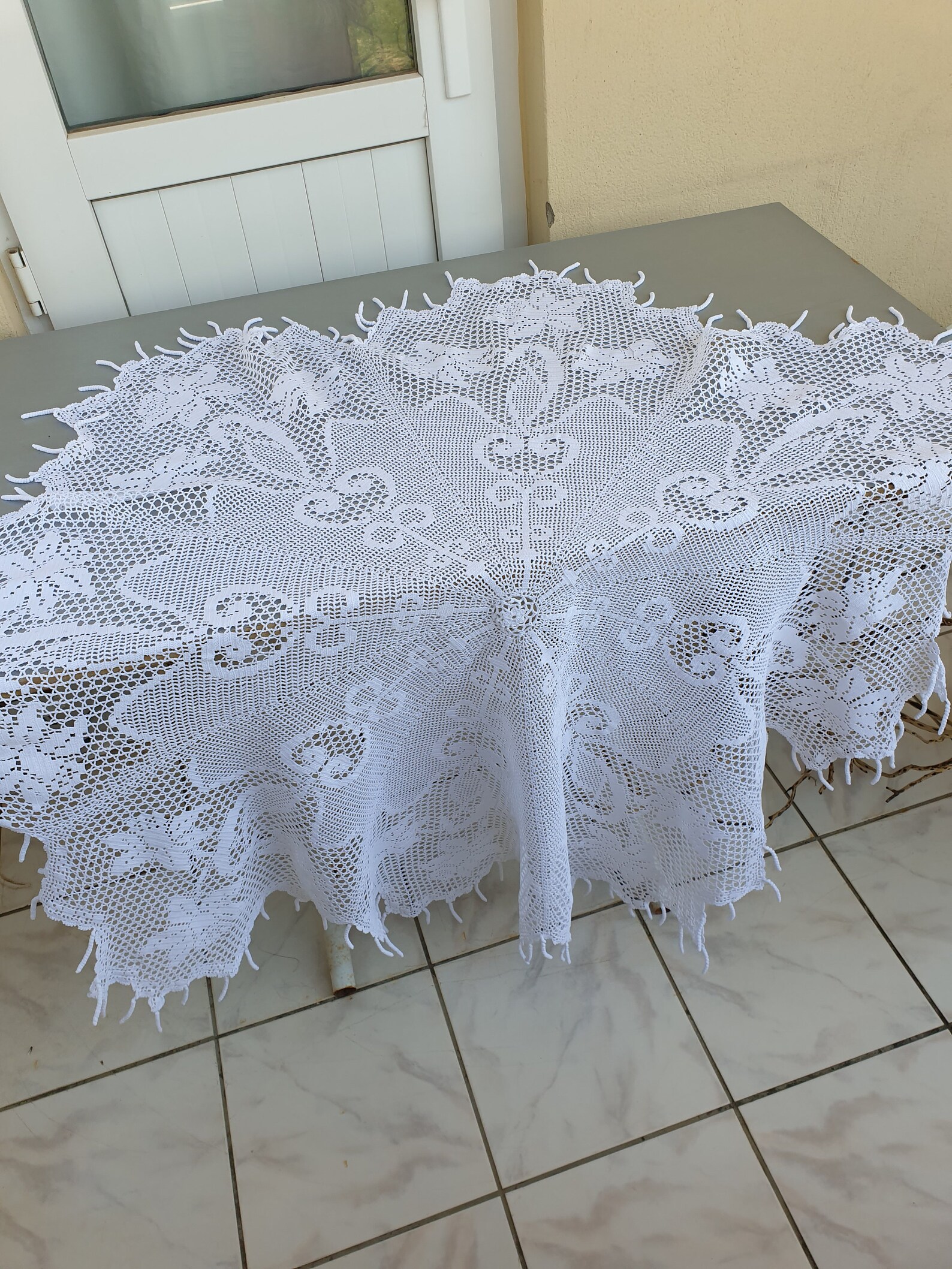 Hand Crocheted Lace Tablecloth. Lace Coffee Table Cover. - Etsy