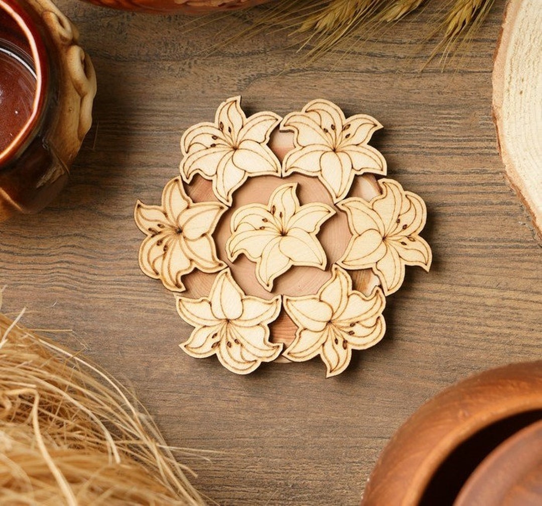 Wacholderholz-Untersetzer, Lilien-Küchendekoration - Etsy.de