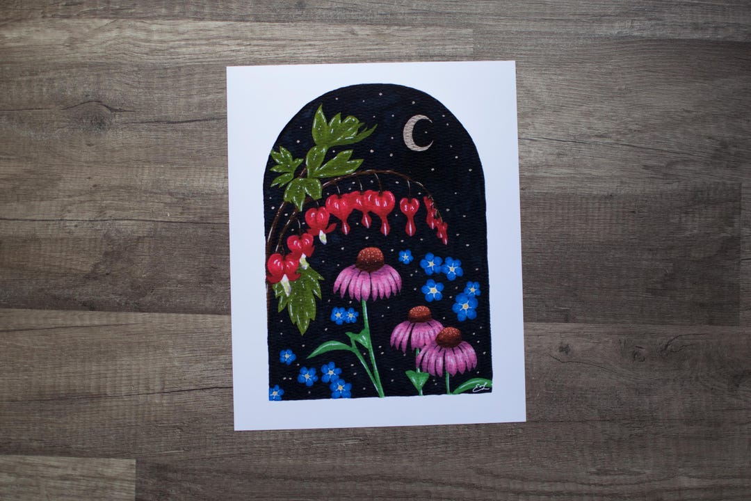 Moonlit Floral Illustration-lustre Photo Inkjet, Art Print, Wall Decor ...