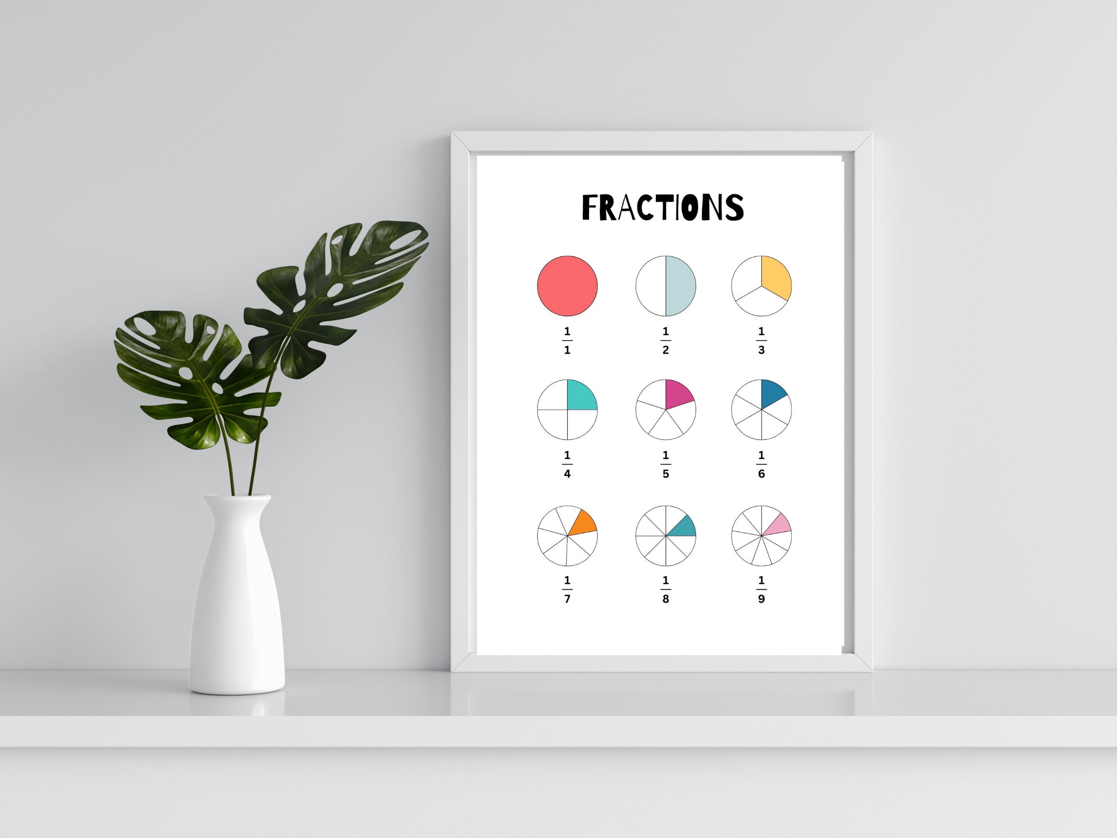 Colorful Fractions Printable - Etsy