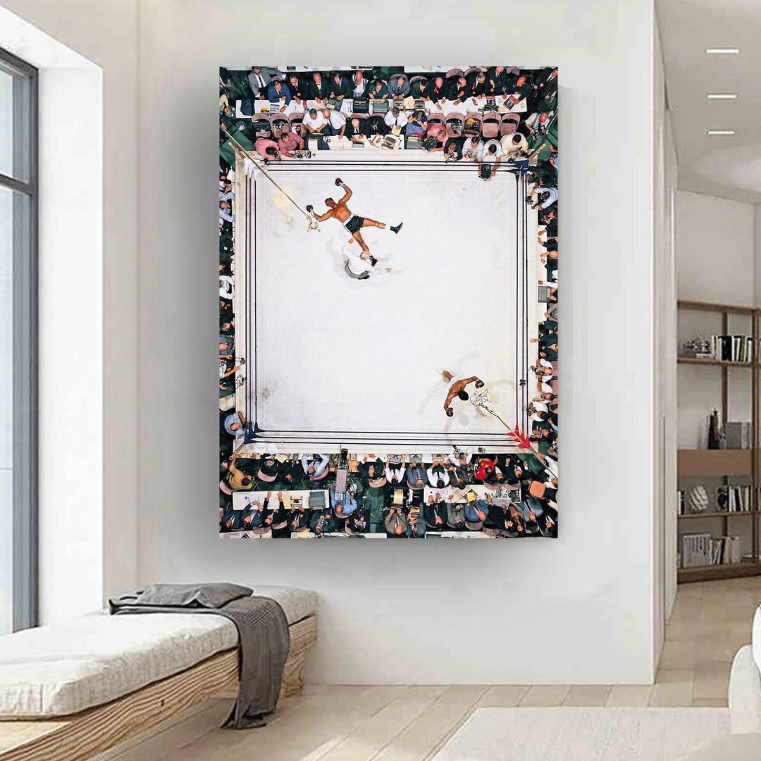 Muhammad Ali Wall Art | Aerial Boxing Ring Canvas | Iconic Fight Scene ...
