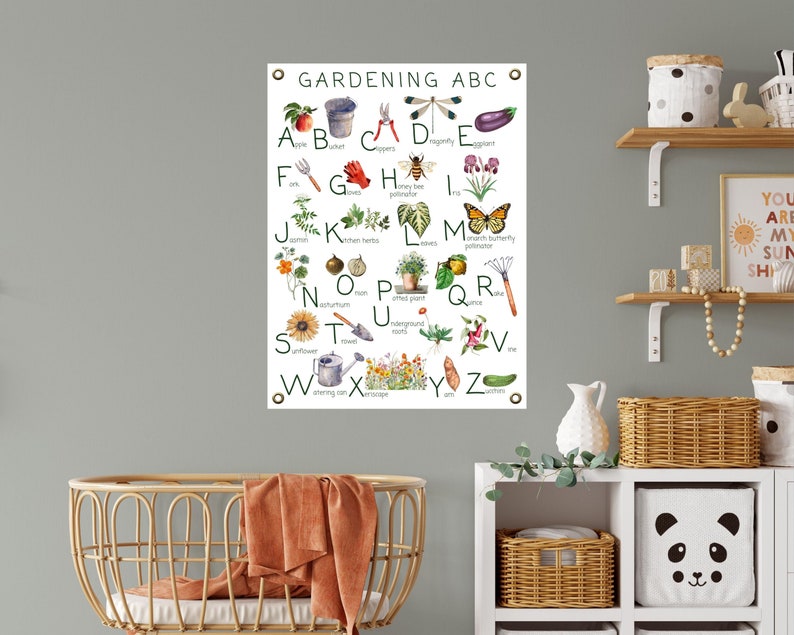 Canvas Garden Alphabet Poster With Brass Grommets for - Etsy