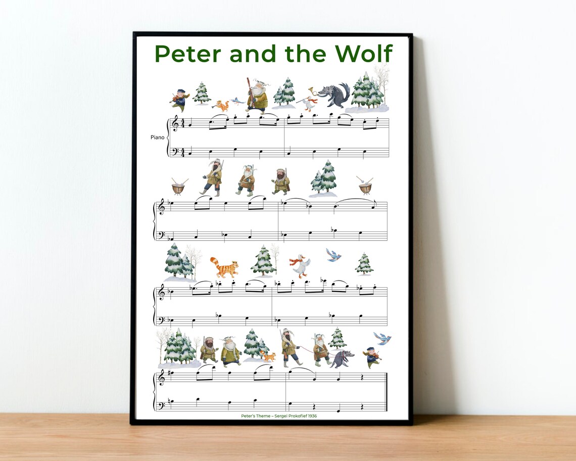 Musical Peter & the Wolf Poster on Fine Art Paper for Playroom ...