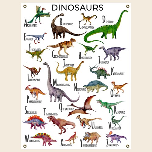 Dinosaur Alphabet Canvas Poster in English or French With - Etsy