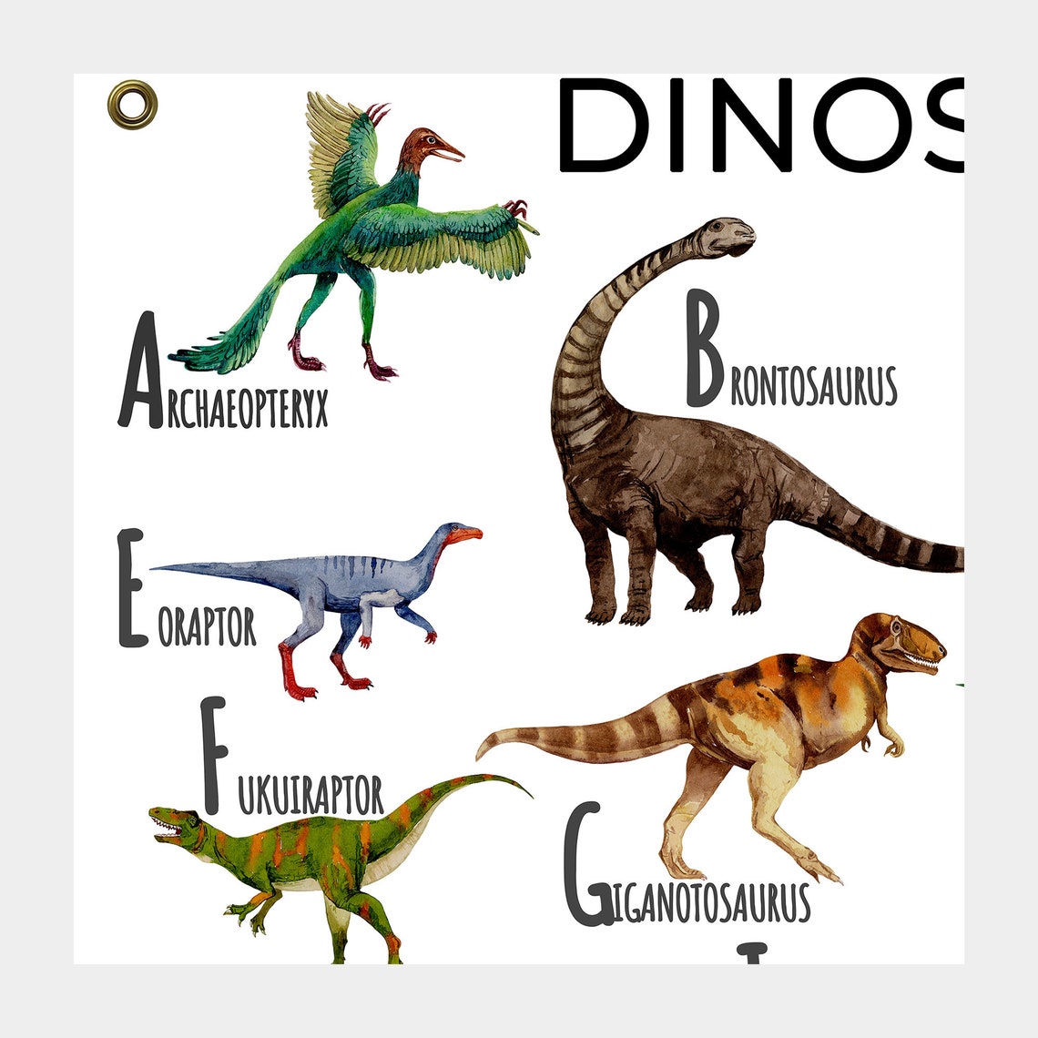 Dinosaur Alphabet Canvas Poster in English or French With - Etsy