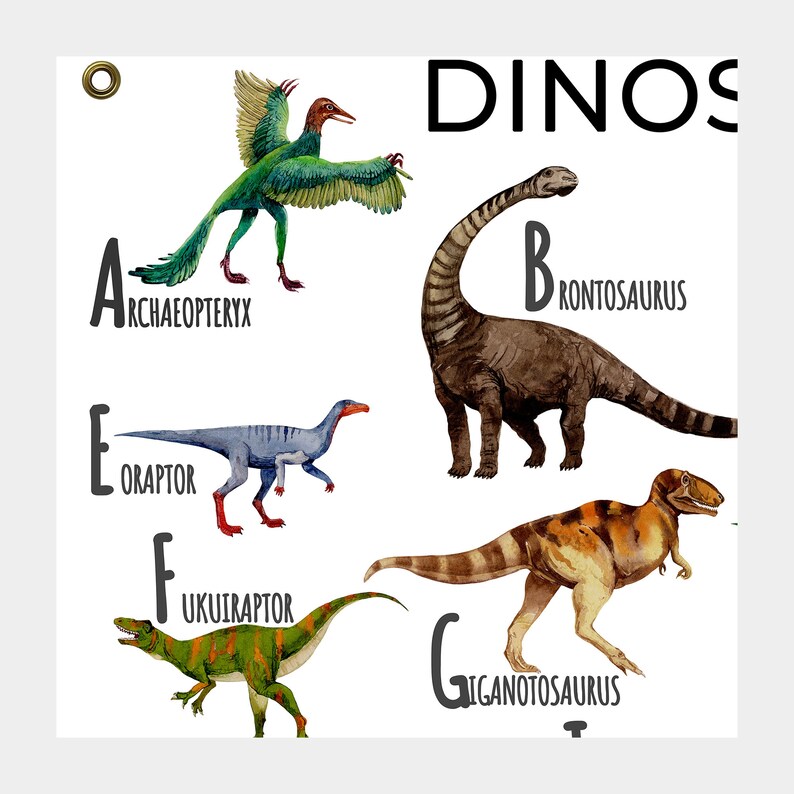 Dinosaur Alphabet Canvas Poster in English or French With - Etsy