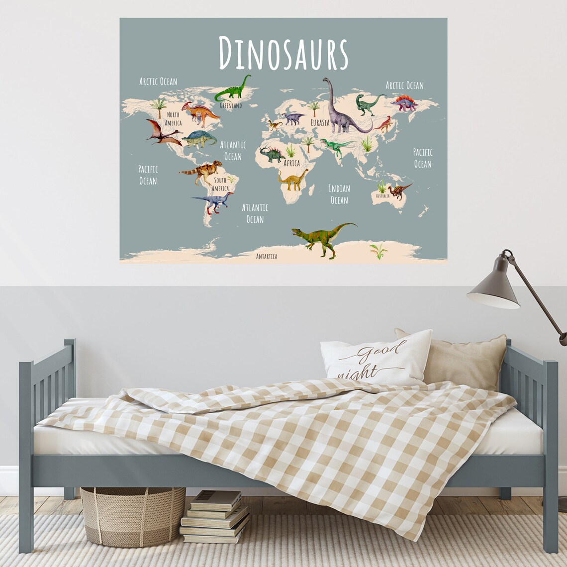 Dinosaur World Map Poster on Heavy Fine Art Paper for | Etsy