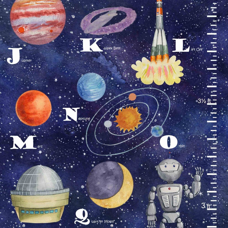 Space Alphabet Growth Chart for Space-themed Nursery, Childs Room, or ...