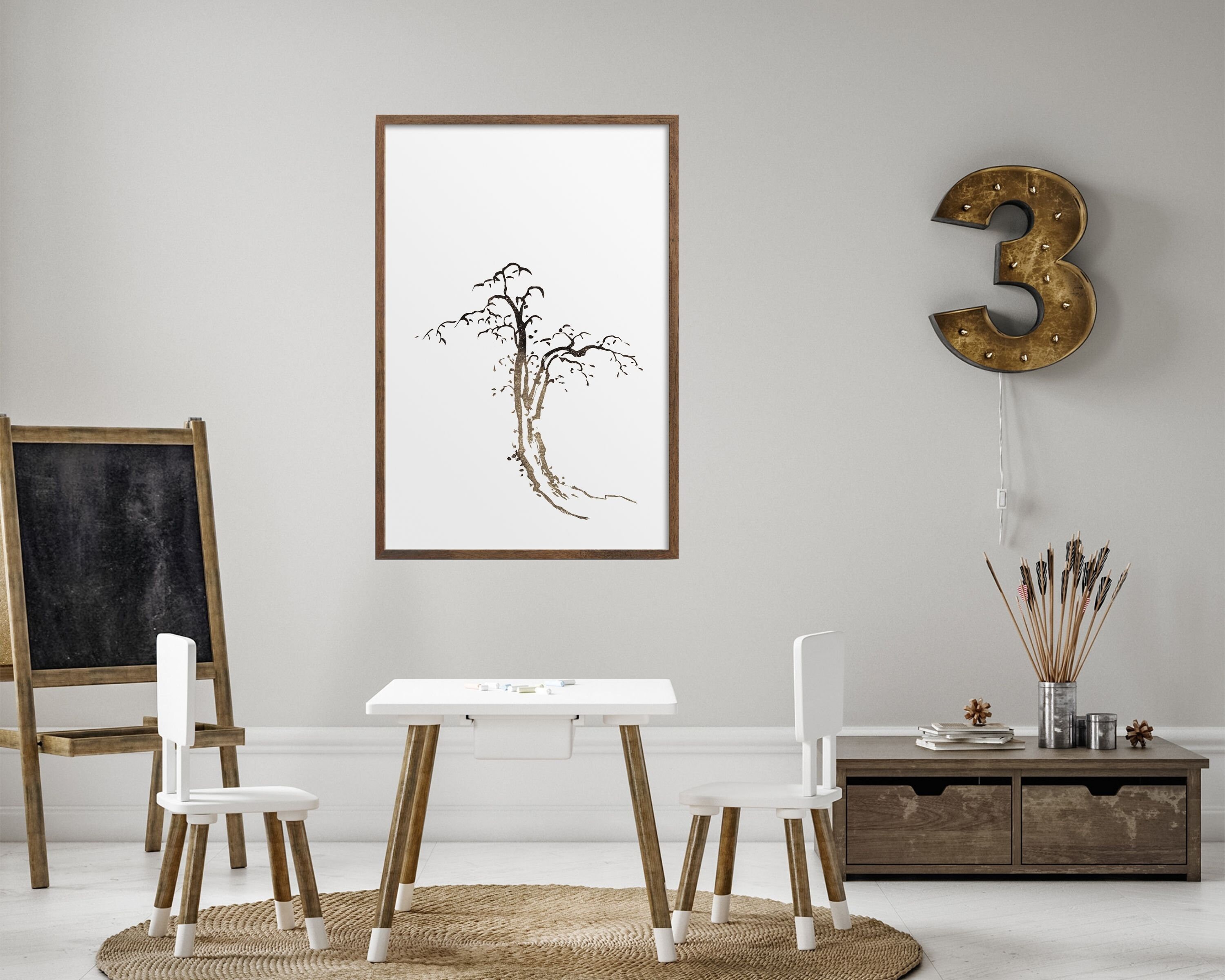 Japandi Style Japanese Tree Print for Minimalist Living Room, Bedroom ...