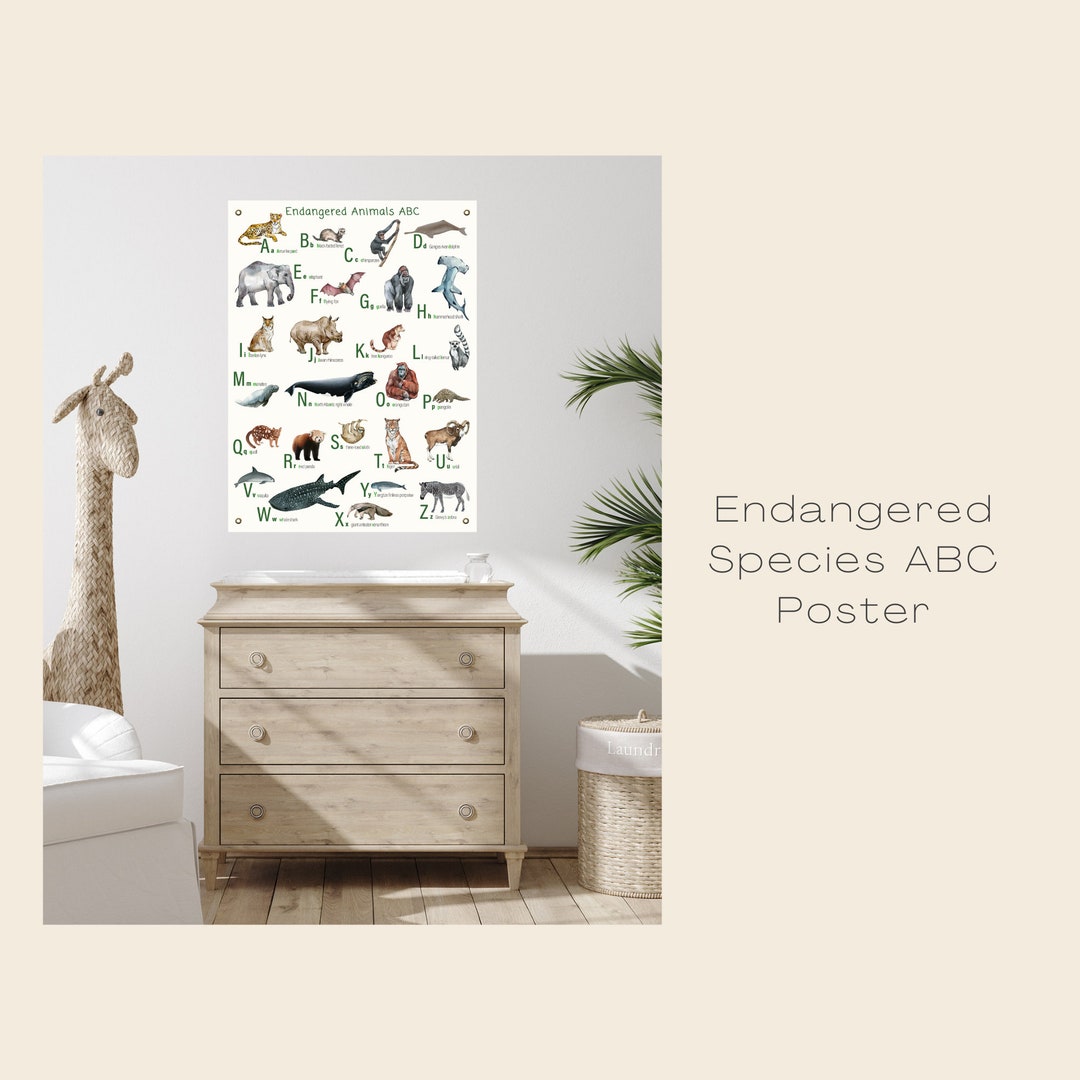 Canvas Endangered Animal Alphabet Poster With Brass Grommets for ...