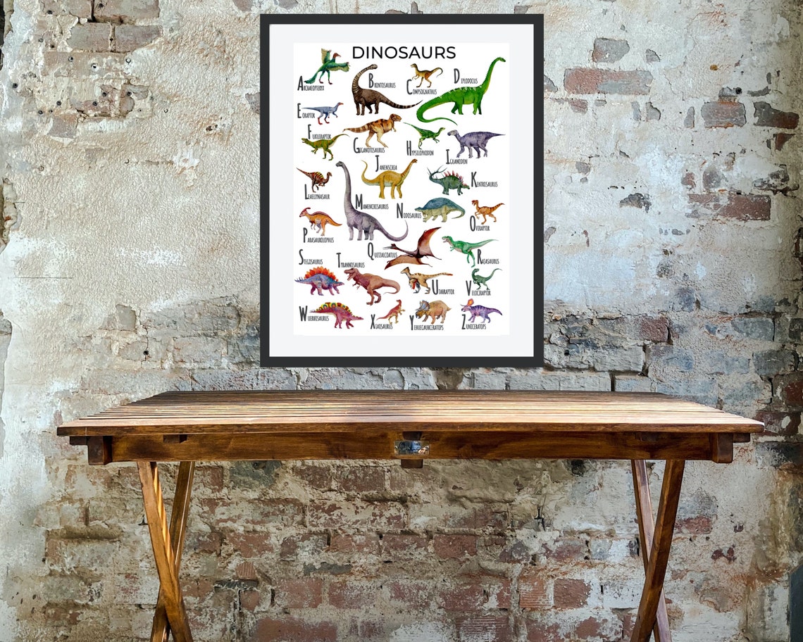 Dinosaur Alphabet Poster on Fine Art Paper for Dinosaur-themed Playroom ...