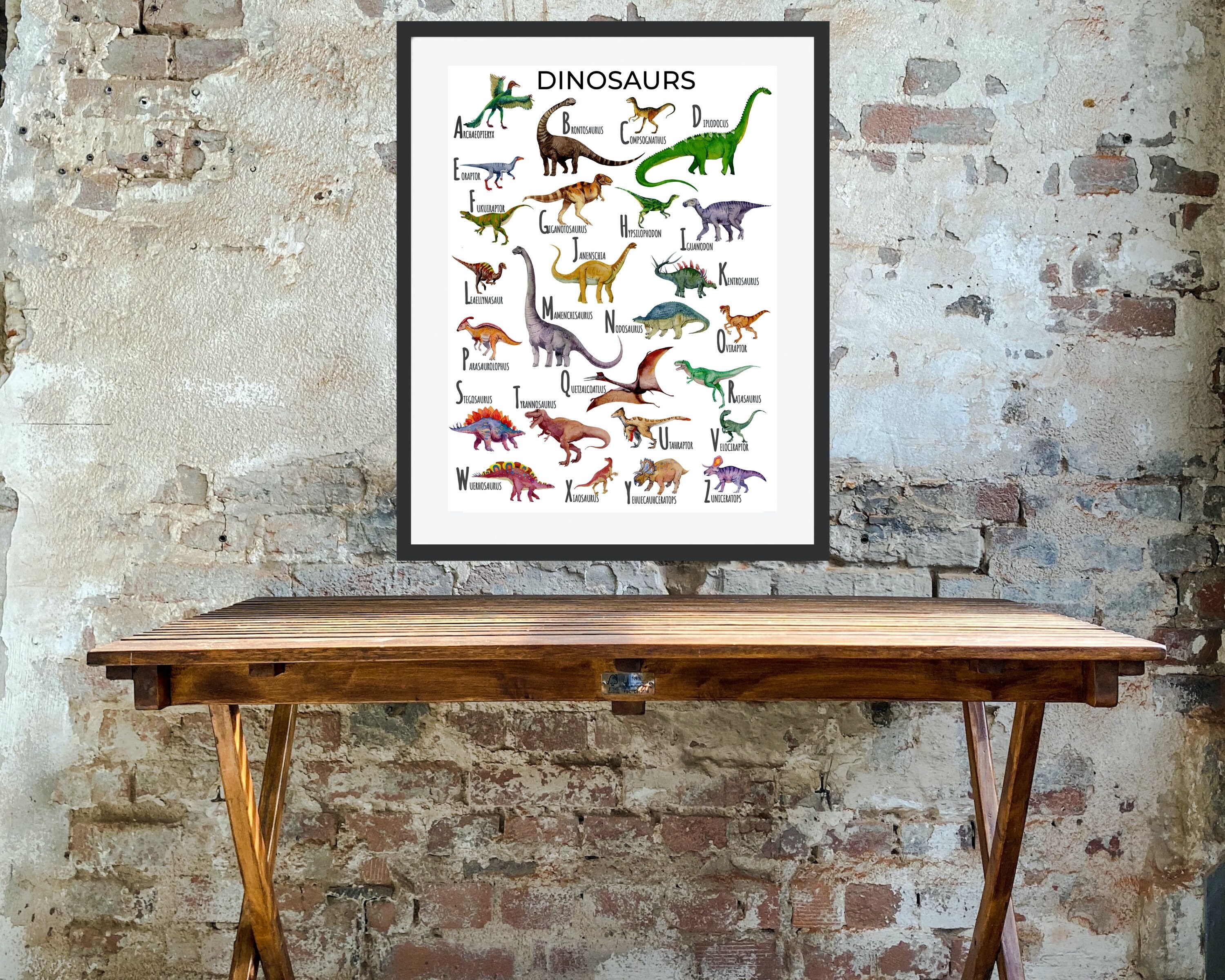 Dinosaur Alphabet Poster on Fine Art Paper for Dinosaur-themed Playroom ...