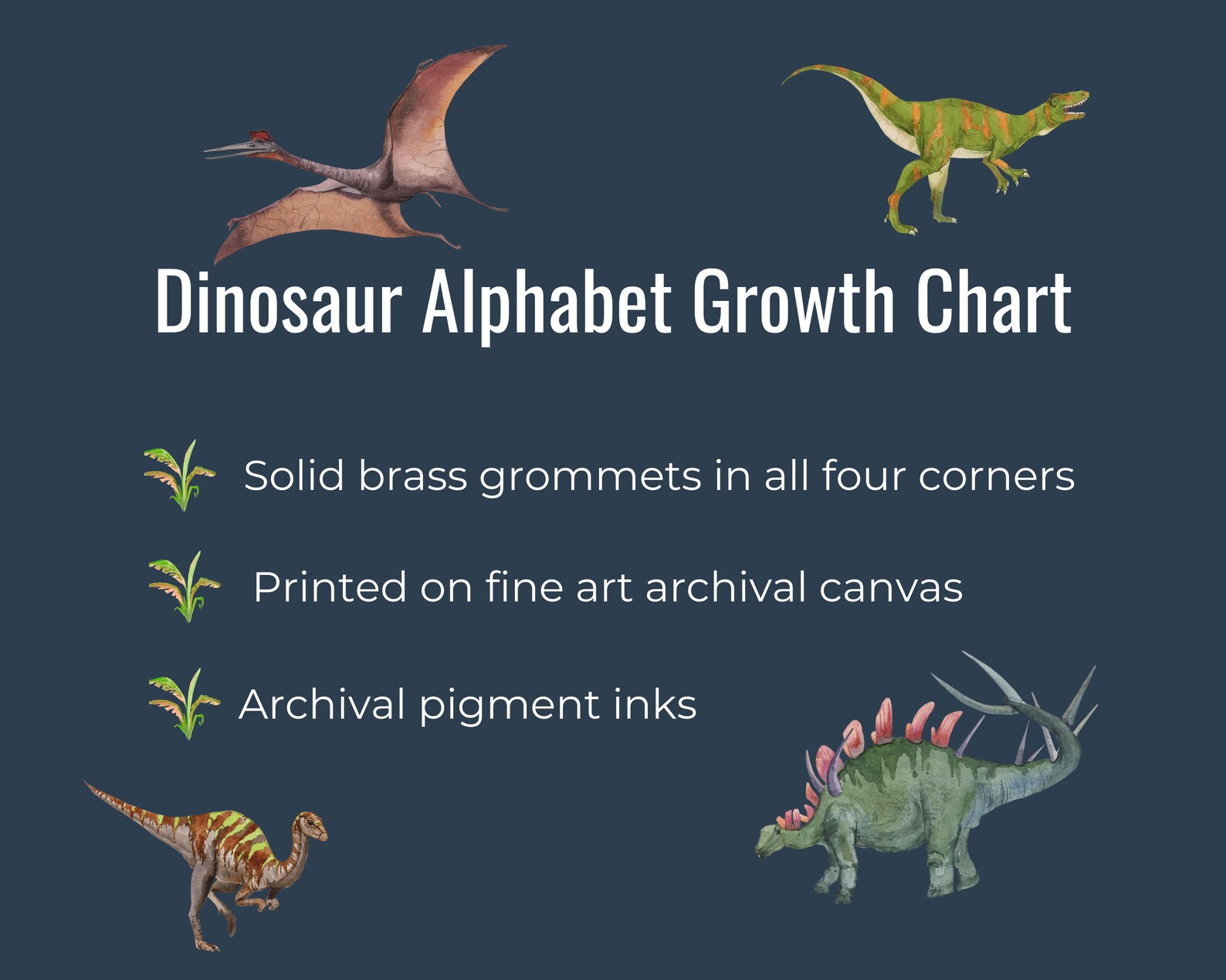 Dinosaur Alphabet Canvas Growth Chart With Optional Personalization ...