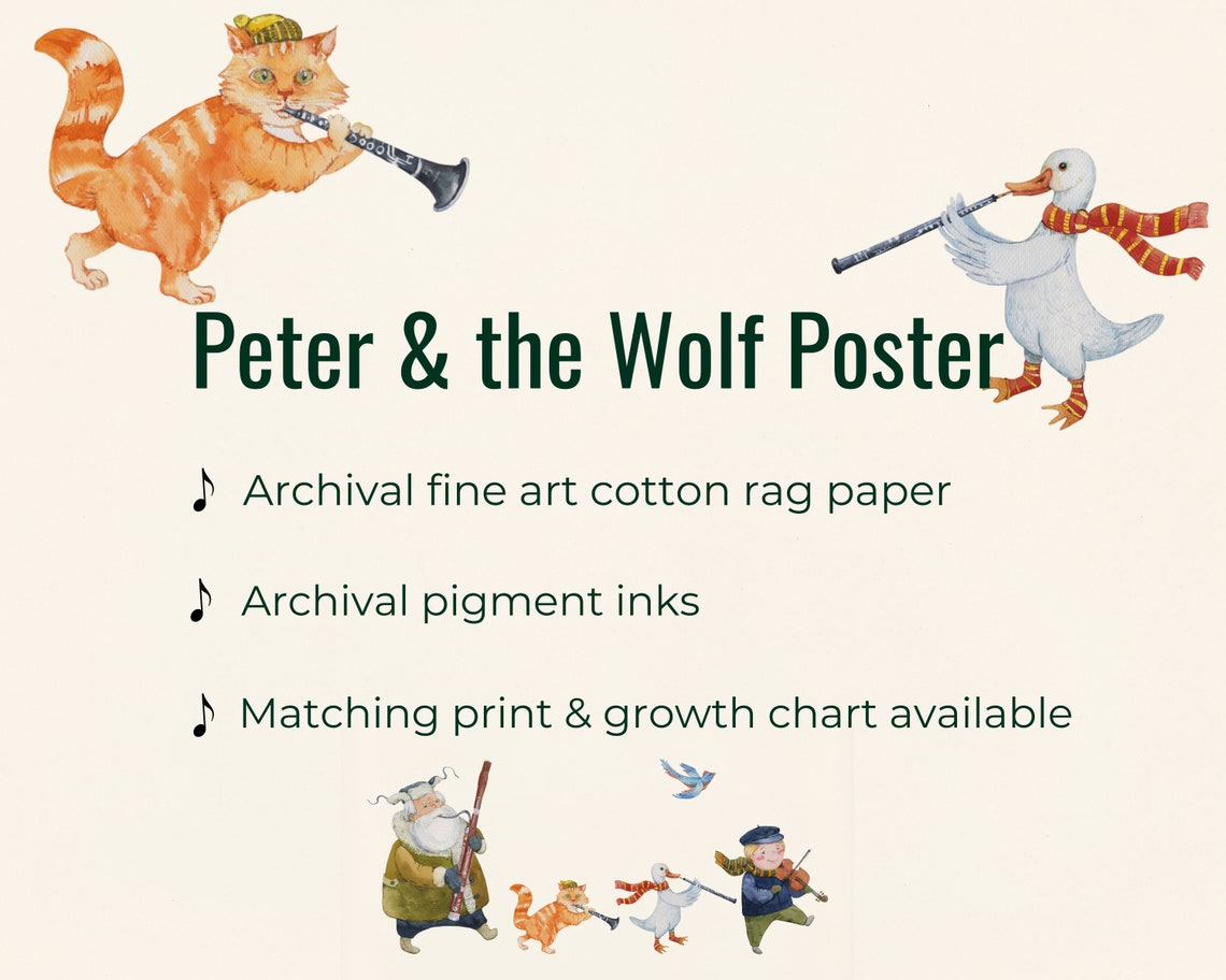 Musical Peter & the Wolf Poster on Fine Art Paper for Playroom ...