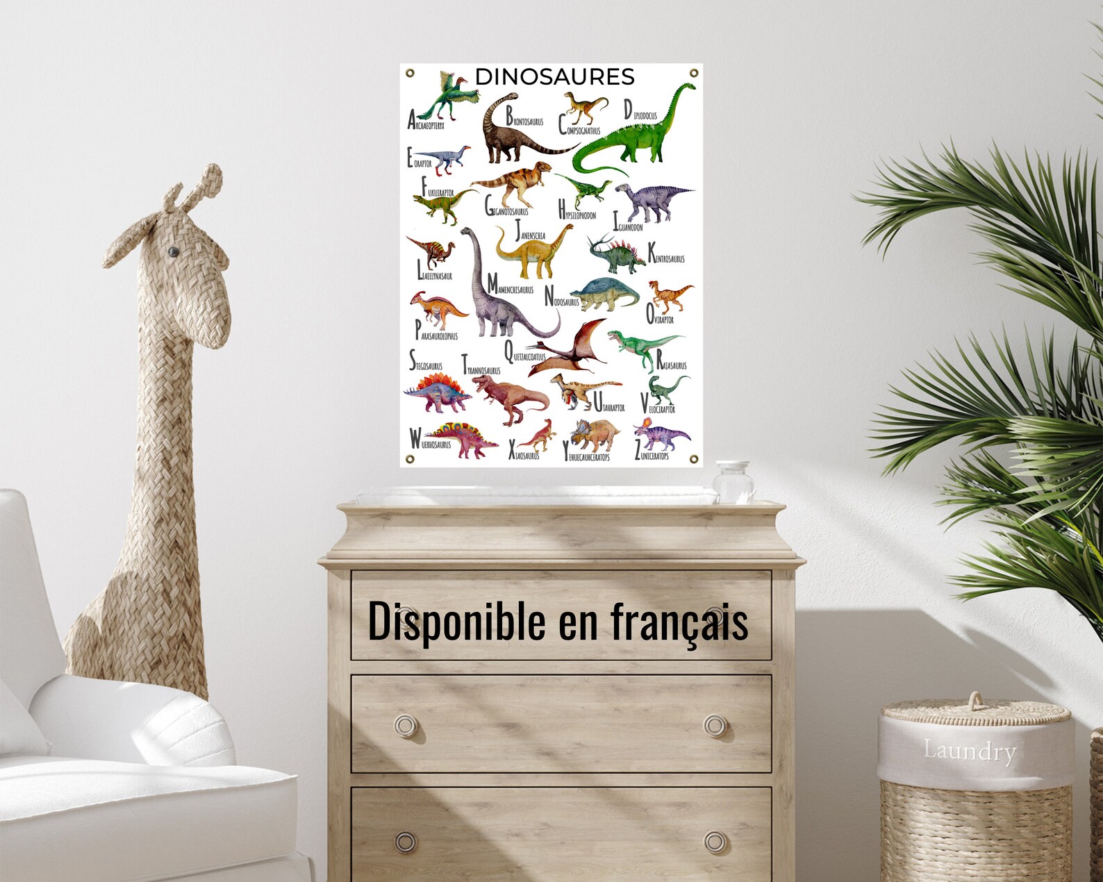 Dinosaur Alphabet Canvas Poster in English or French With - Etsy