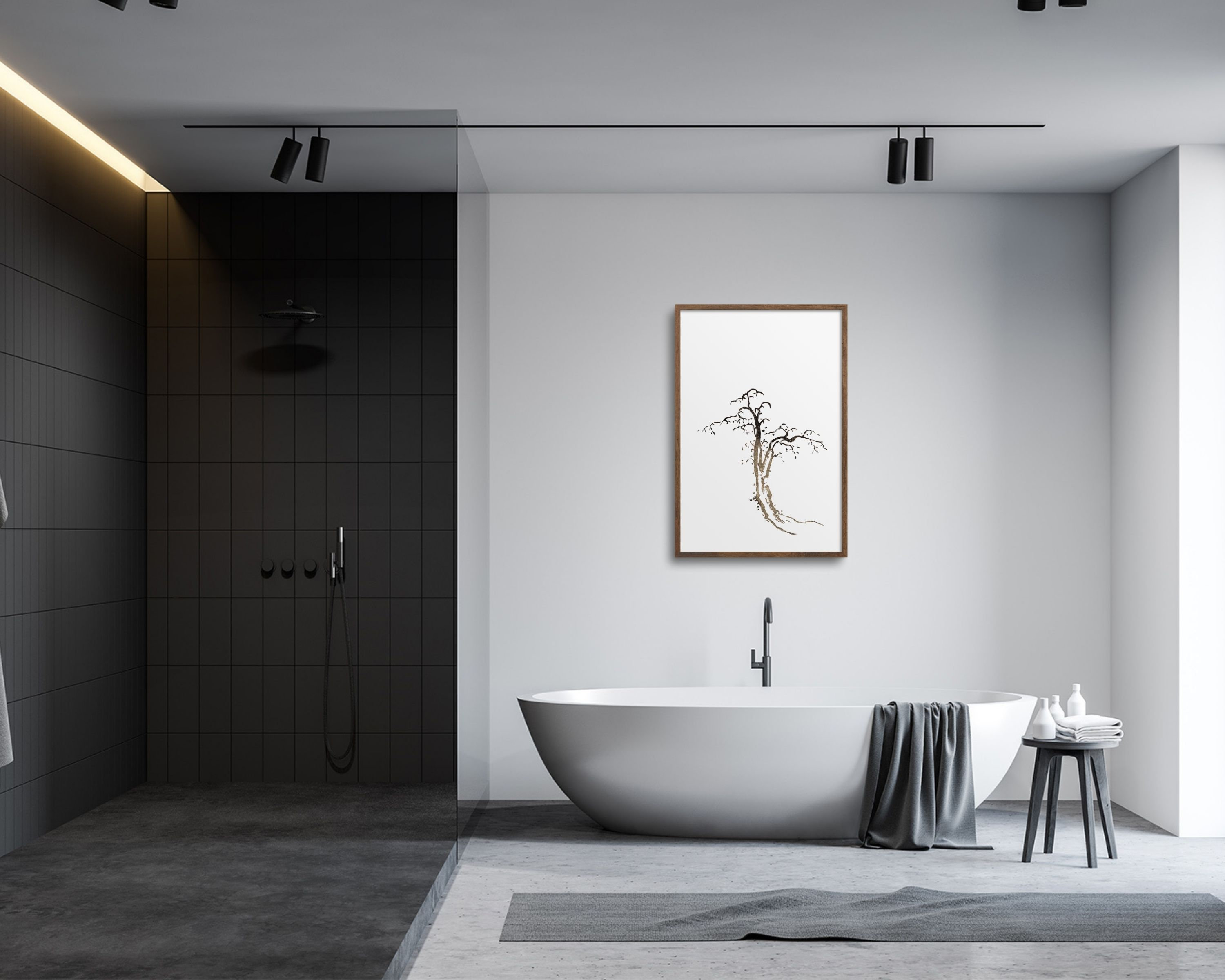 Japandi Style Japanese Tree Print for Minimalist Living Room, Bedroom ...