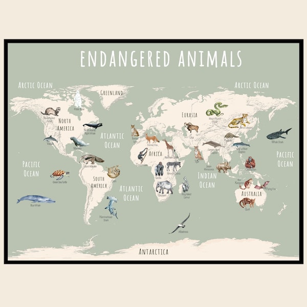 Endangered Animal Poster - Etsy