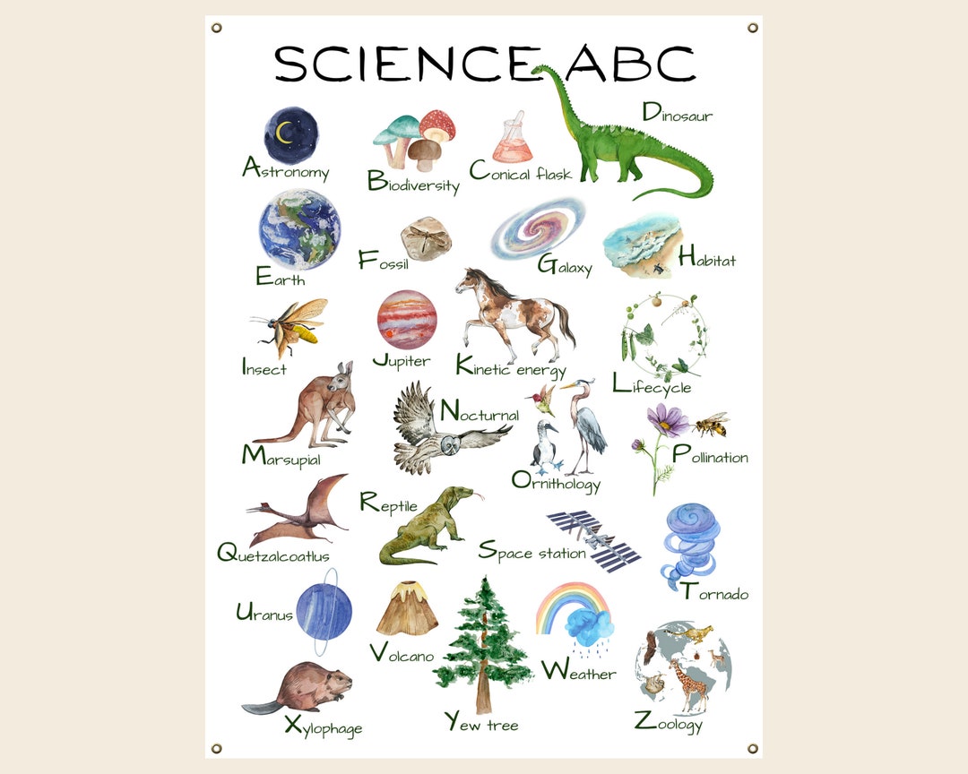 Science Alphabet Canvas Poster With Brass Grommets for STEM Classroom ...