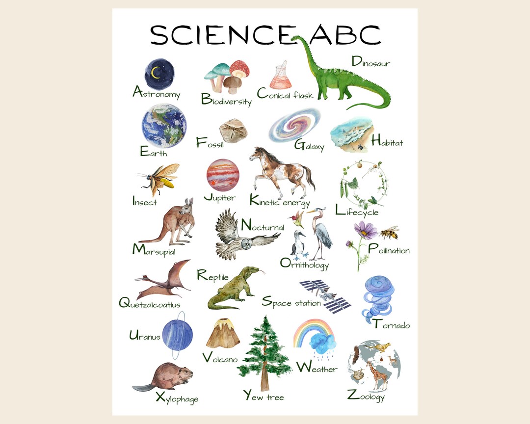 Science Alphabet Poster on Heavy Fine Art Paper, for Teacher Gifts ...